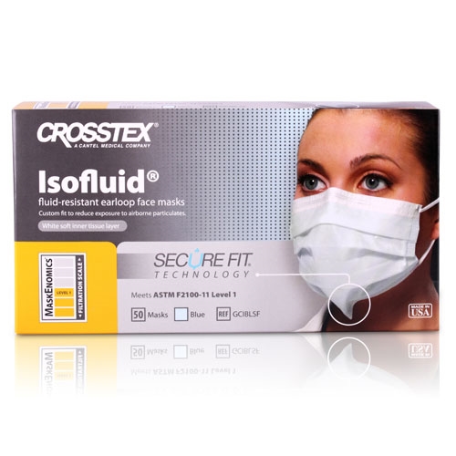 Crosstex - SecureFit Isofluid ASTM Level 1 Earloop Mask
